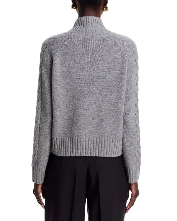 Bloomingdale'S Cable Knit Mock Neck Cashmere Sweater - Medium Grey