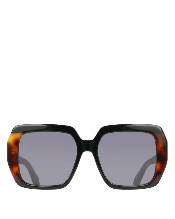 FERRAGAMO Solid Square Sunglasses - Black/tortoise