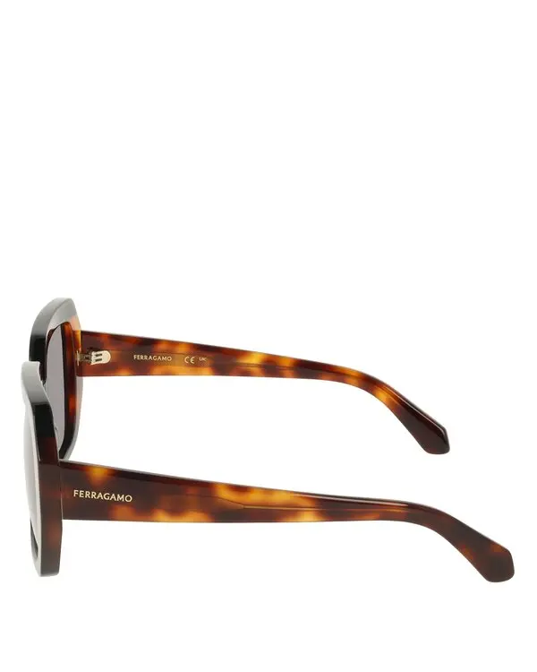 FERRAGAMO Solid Square Sunglasses - Black/tortoise