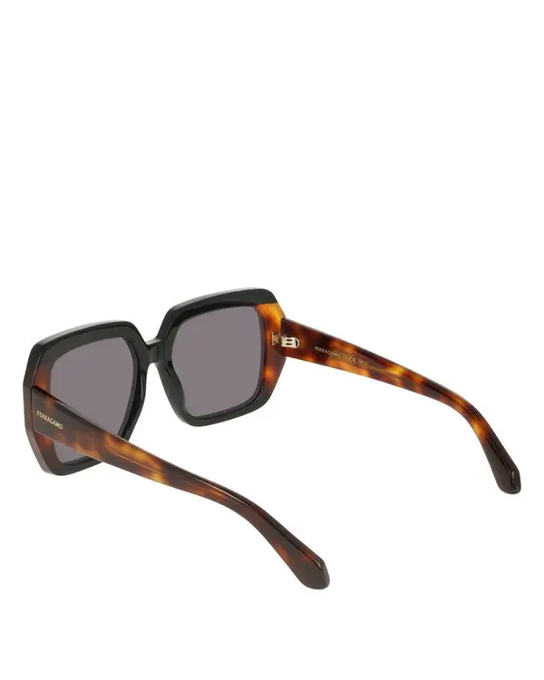 FERRAGAMO Solid Square Sunglasses - Black/tortoise