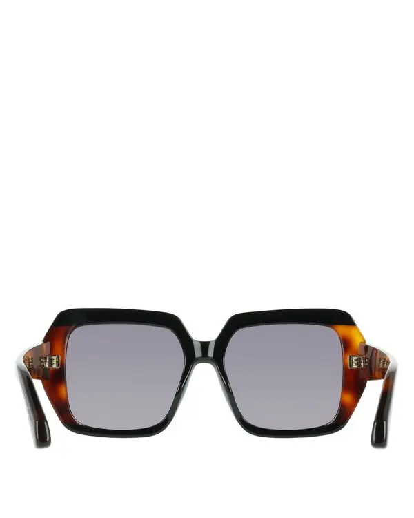 FERRAGAMO Solid Square Sunglasses - Black/tortoise