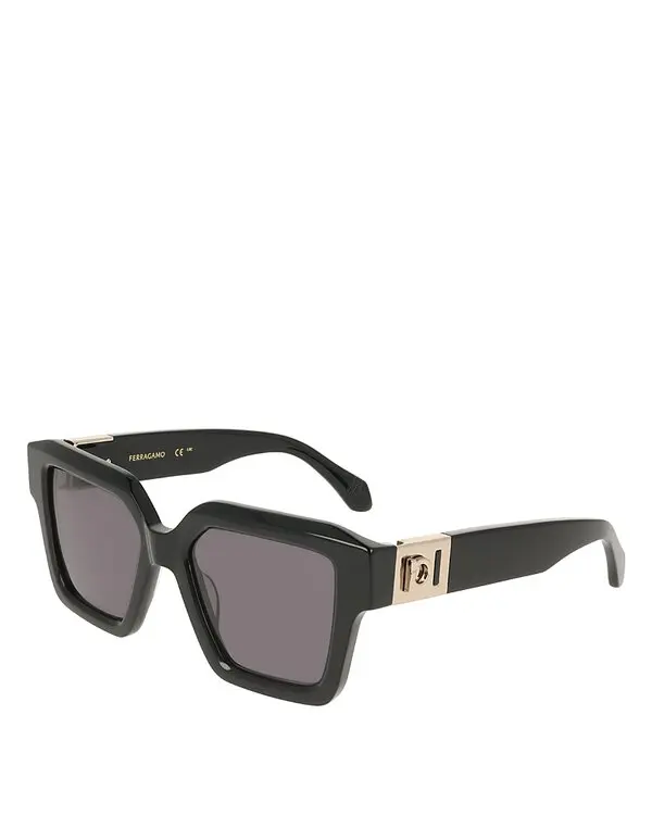 FERRAGAMO Solid Square Sunglasses - Black
