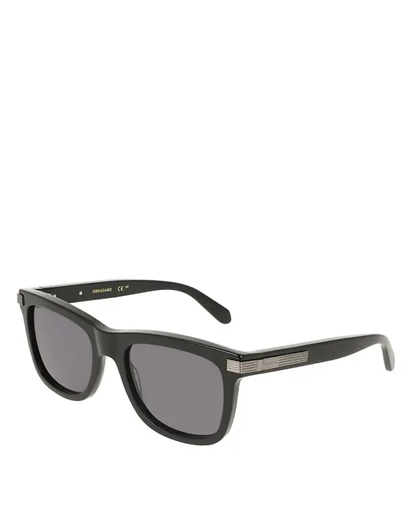 FERRAGAMO Solid Square Sunglasses, 55mm - Black