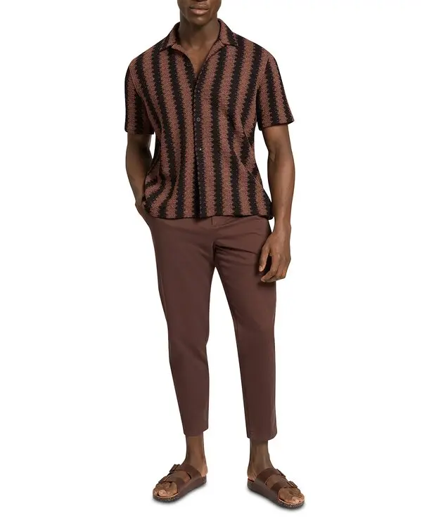 Ted Baker London Monier Textured Stripe Relaxed Crochet Shirt