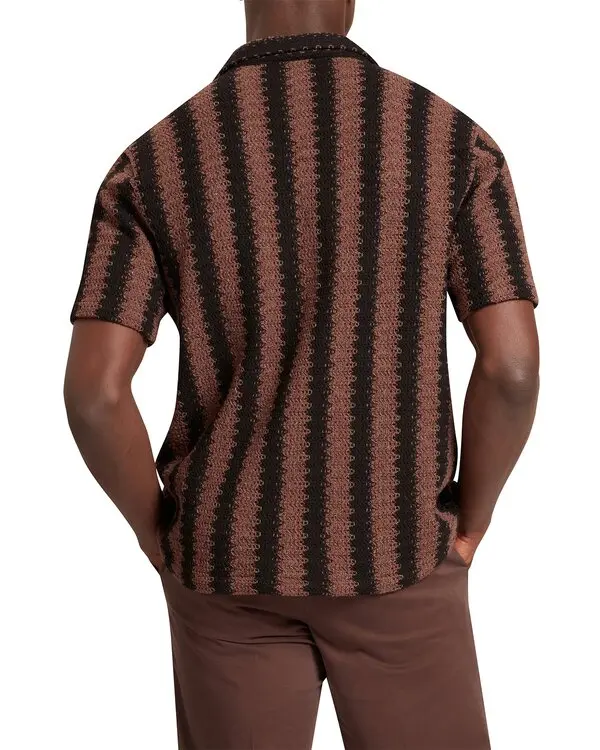 Ted Baker London Monier Textured Stripe Relaxed Crochet Shirt