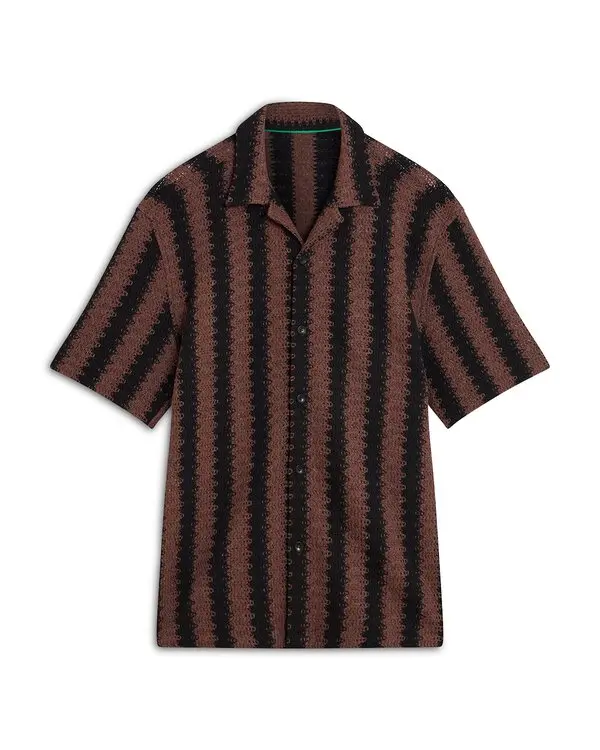 Ted Baker London Monier Textured Stripe Relaxed Crochet Shirt