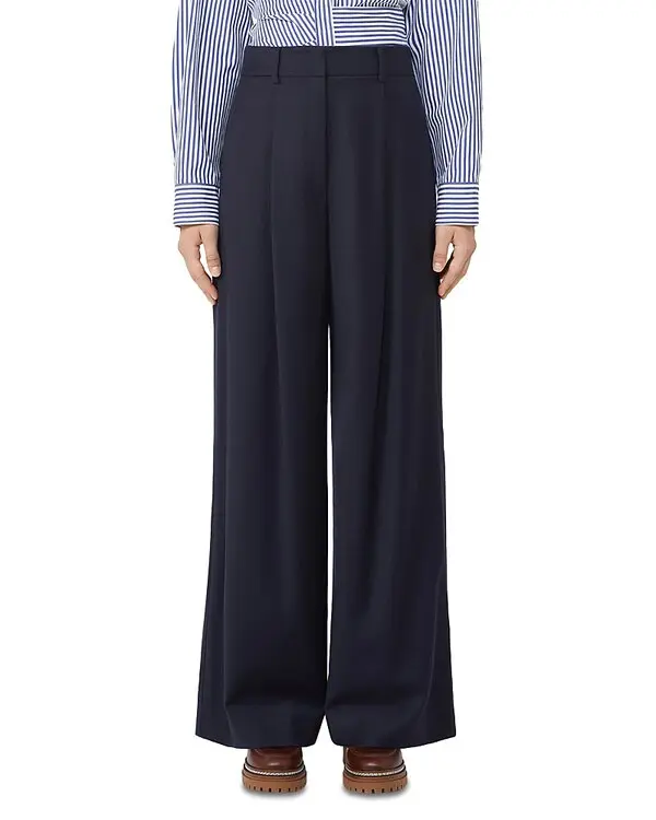 Max Mara Globale Wool Blend Pleated Pants