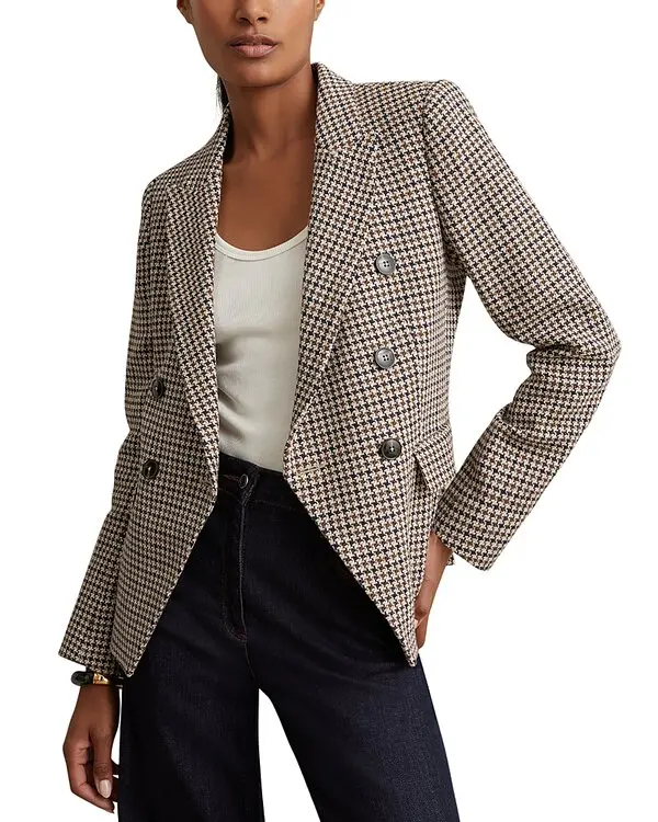 REISS Petite Evie Textured Check Blazer