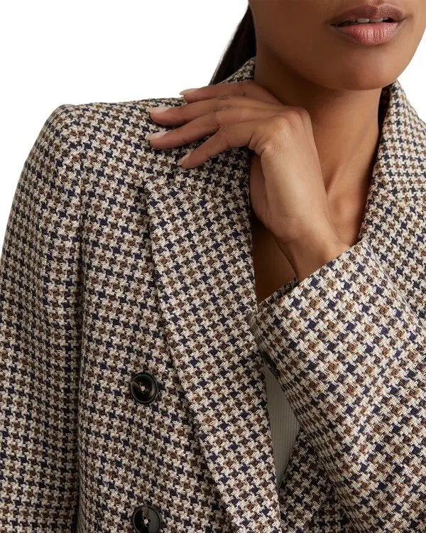 REISS Petite Evie Textured Check Blazer