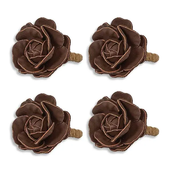 JULISKA Camellia Napkin Rings, Set Of 4 - Brown