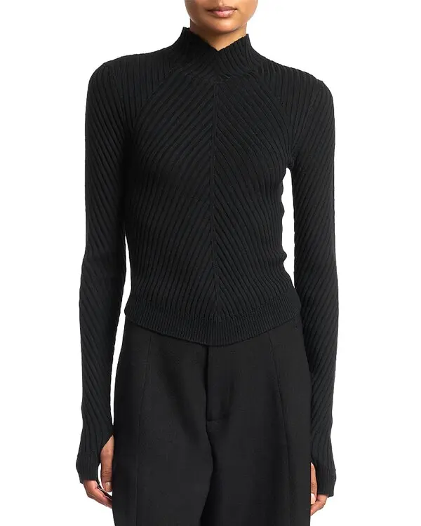 Victoria Beckham Merino Wool Ribbed Long-sleeve Top