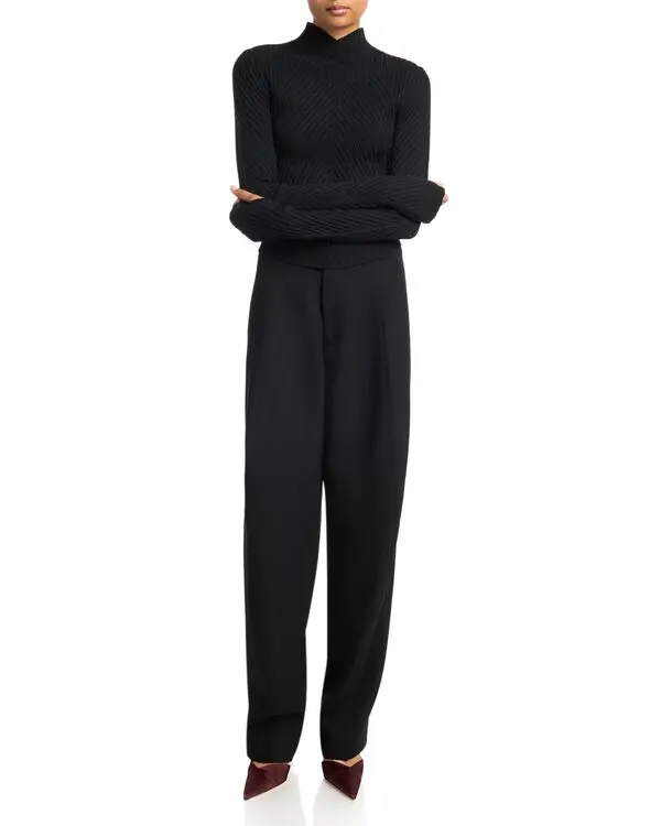 Victoria Beckham Merino Wool Ribbed Long-sleeve Top