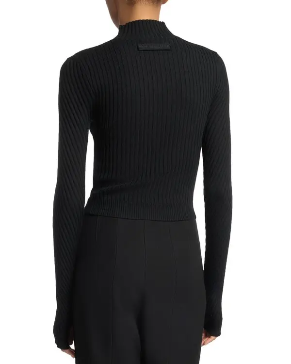 Victoria Beckham Merino Wool Ribbed Long-sleeve Top