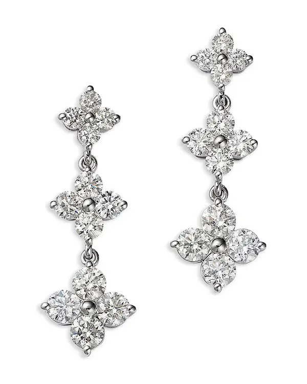 Bloomingdale'S Diamond Triple Cluster Drop Earrings - White Gold