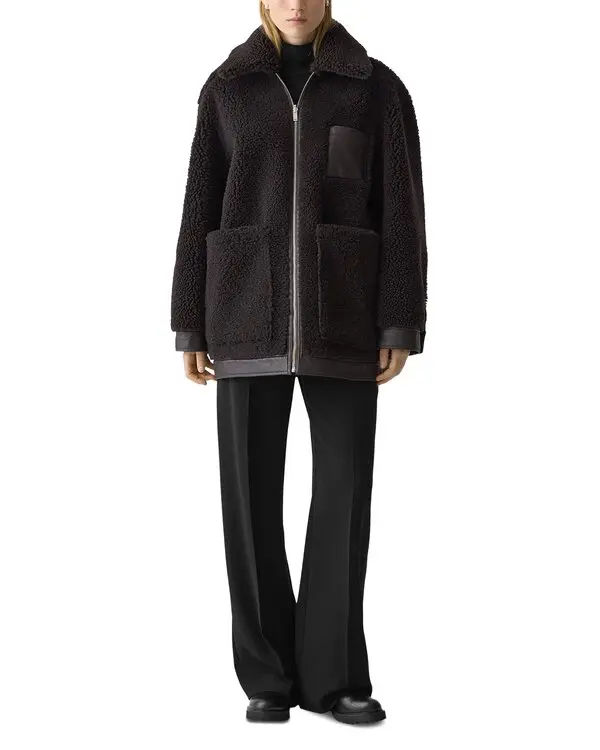 Theory Reversible Shearling Cocoon Coat - Cacao