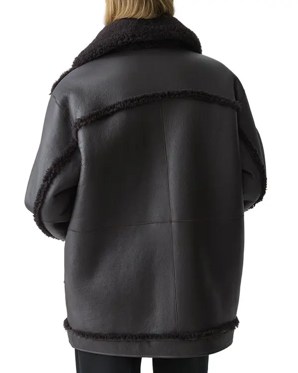 Theory Reversible Shearling Cocoon Coat - Cacao