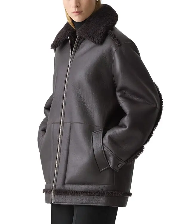 Theory Reversible Shearling Cocoon Coat - Cacao