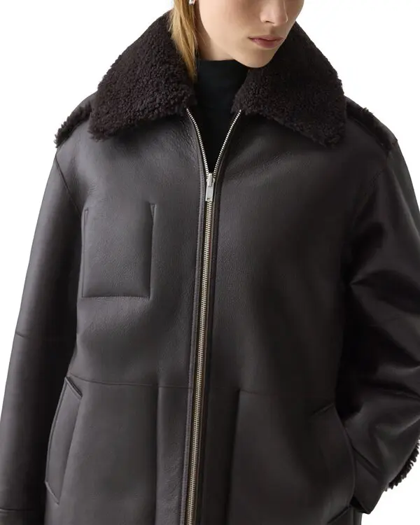 Theory Reversible Shearling Cocoon Coat - Cacao
