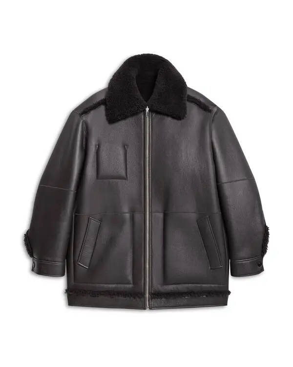 Theory Reversible Shearling Cocoon Coat - Cacao