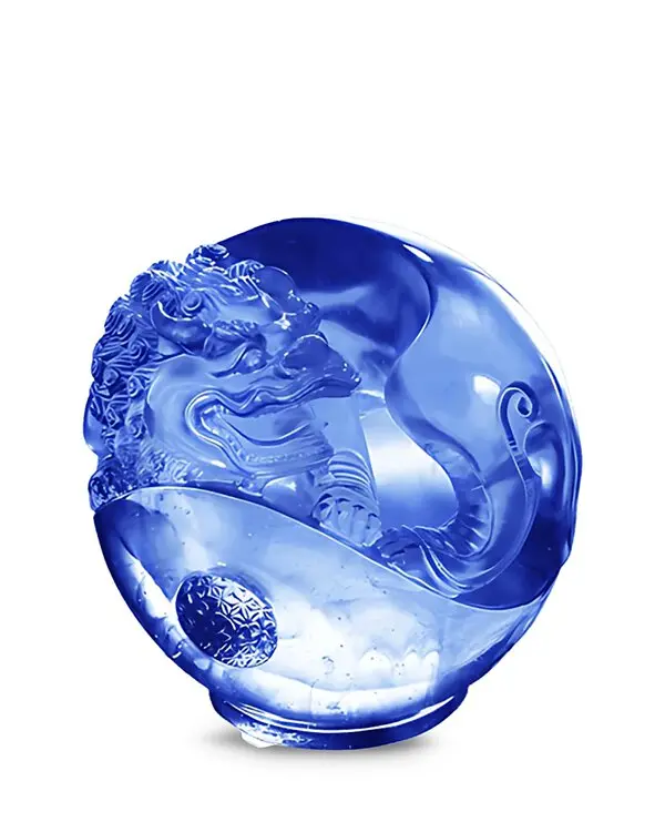 LIULI Power And Knowledge Fulfilled Crystal Sculpture - Blue Clear