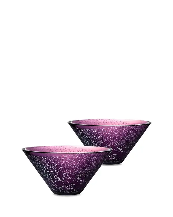 LIULI Lavender Dreams Crystal Bowls, Set Of 2 - Purple With Silver Foil