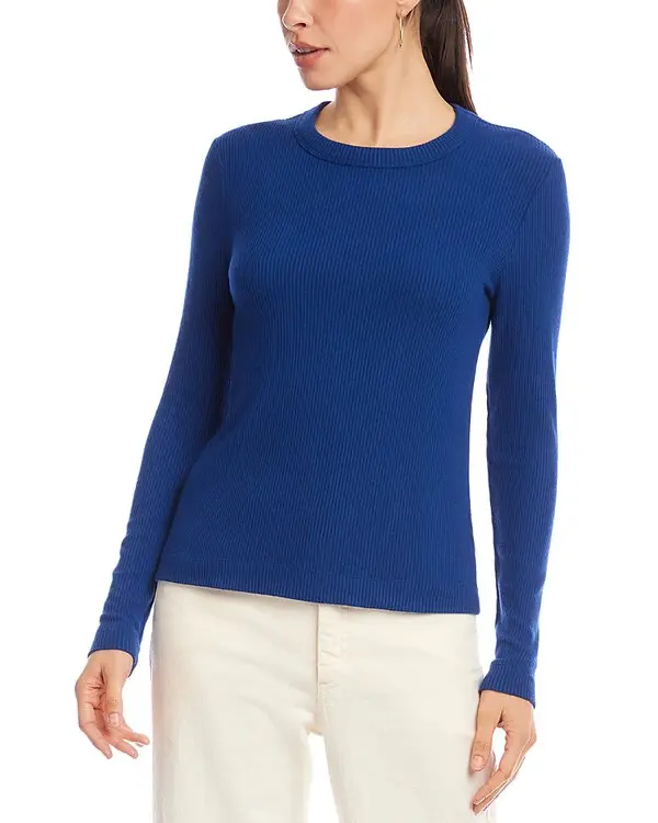 Karen Kane Ribbed Crewneck Top - Indigo