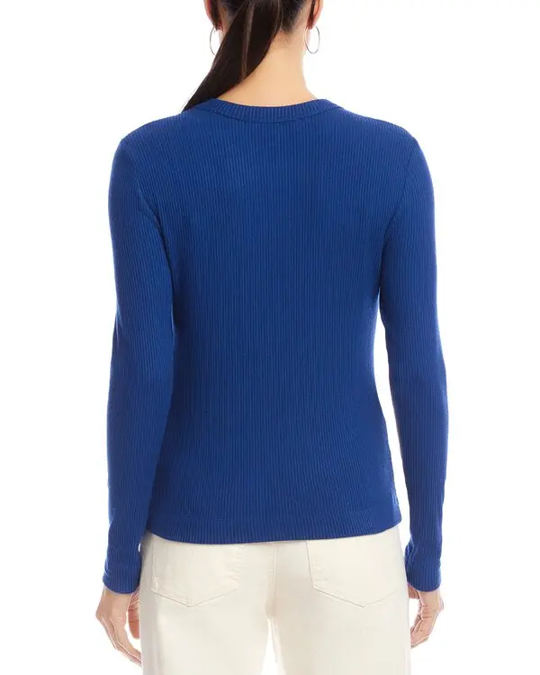 Karen Kane Ribbed Crewneck Top - Indigo