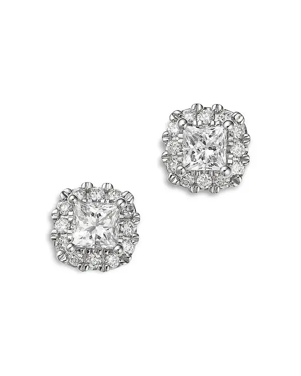 Bloomingdale'S Diamond Princess Halo Stud Earrings, 1.25 Tcw - White