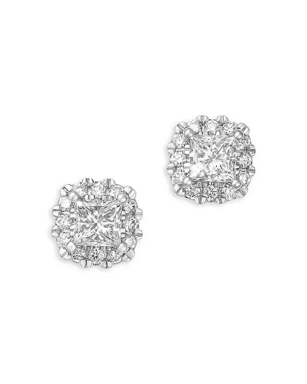 Bloomingdale'S Diamond Princess Halo Stud Earrings, 1.25 Tcw - White