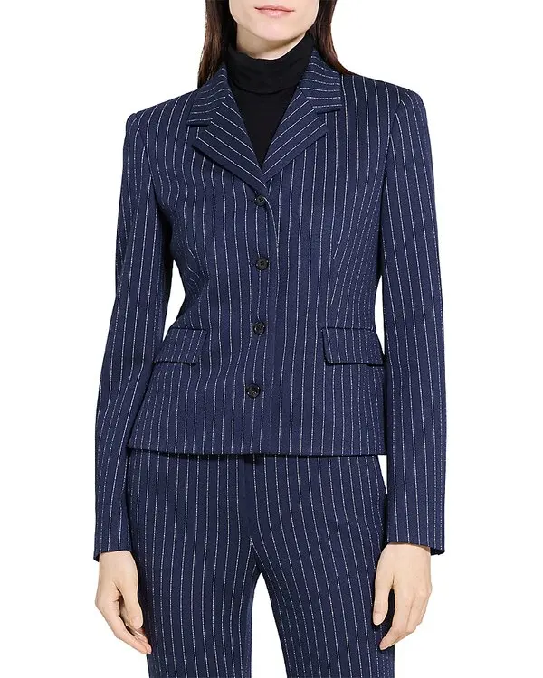 Theory Fitted Four-button Pinstripe Blazer