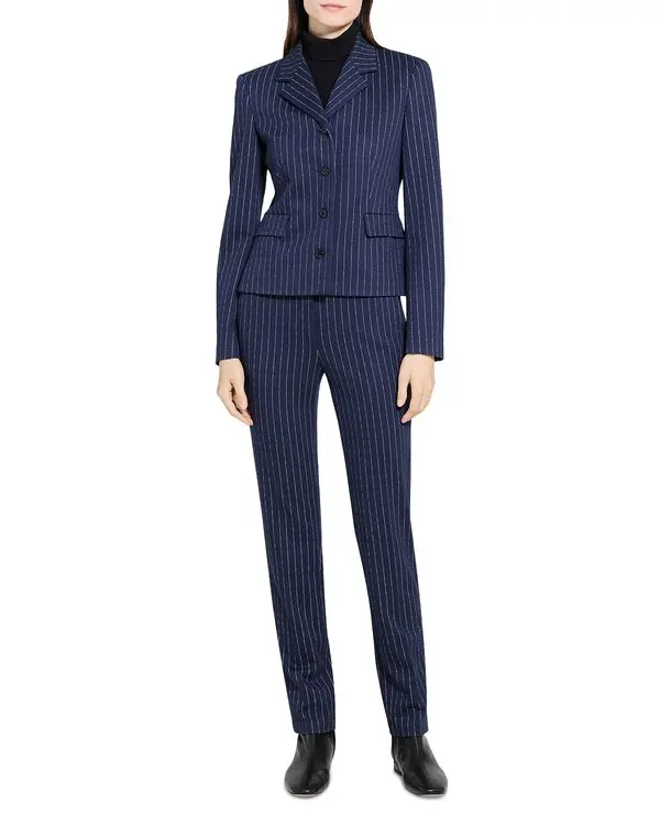Theory Fitted Four-button Pinstripe Blazer
