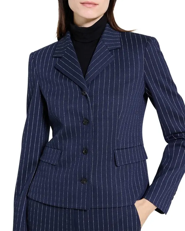 Theory Fitted Four-button Pinstripe Blazer