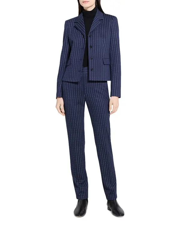 Theory Fitted Four-button Pinstripe Blazer
