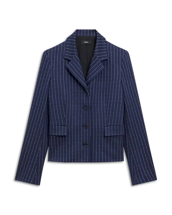 Theory Fitted Four-button Pinstripe Blazer
