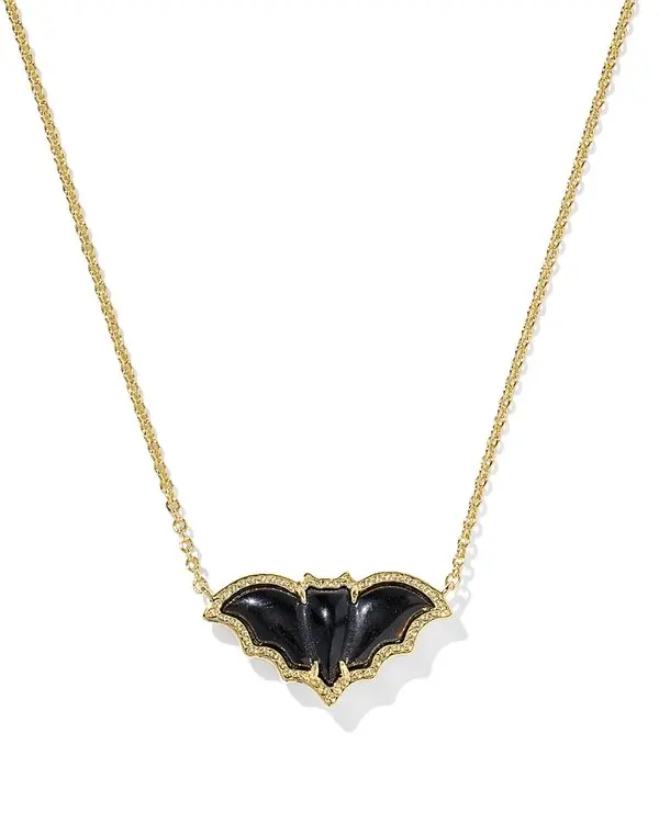 Kendra Scott Obsidian Bat Pendant Necklace - Gold/black