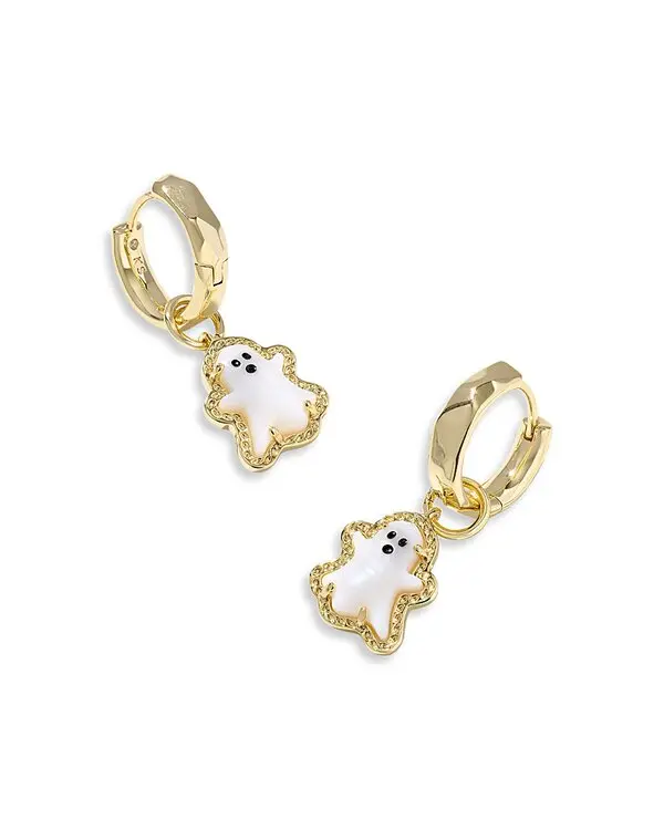 Kendra Scott Mother Of Pearl Ghost Charm Huggie Hoop Earrings - Gold