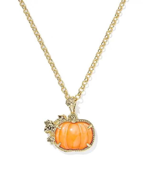Kendra Scott Mother Of Pearl Pumpkin Pendant Necklace - Gold/orange