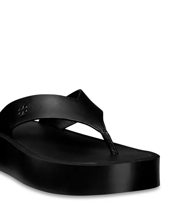Tory Burch Leather Platform Flip Flops - Black