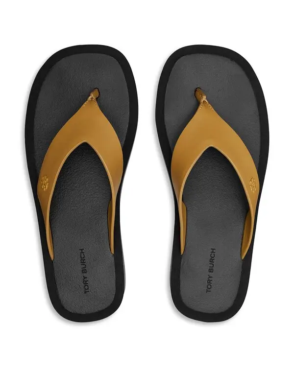 Tory Burch Leather Platform Flip Flops - Ginger Shortbread