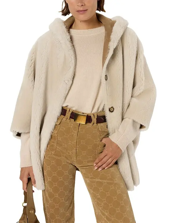 Gerard Darel Marion Shearling Cape Jacket