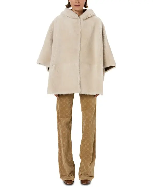 Gerard Darel Marion Shearling Cape Jacket