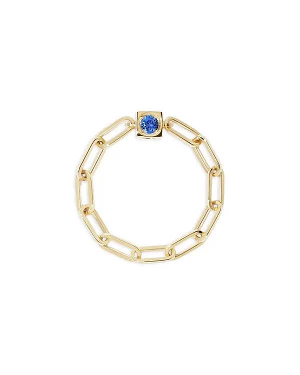 DINH VAN 18k Yellow Diamond, And Sapphire Le Cube Chain Ring - Gold