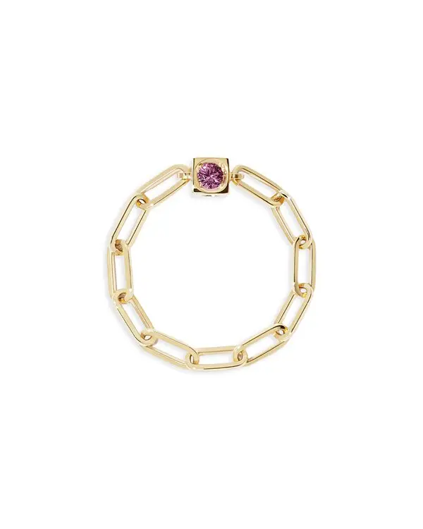 DINH VAN 18k Yellow Diamond And Pink Sapphire Le Cube Chain Ring - Gold