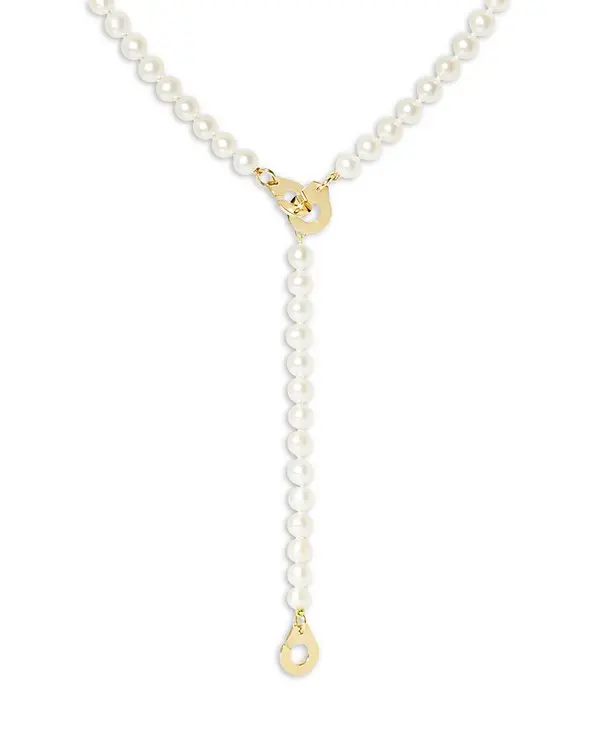 DINH VAN 18k Yellow Menottes Freshwater Pearl Lariat Necklace - Gold