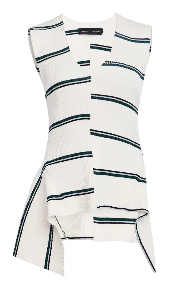 Proenza Schouler Eugenie Ribbed Knit Tank Top - Black,white
