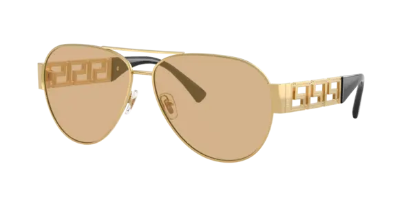 Versace Aviator Sunglasses - Light Yellow Mirror Silver Internal