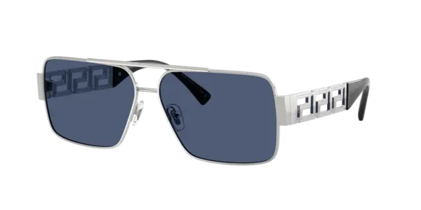 Versace Silver Tone Full Rim Sunglasses - Dark Blue