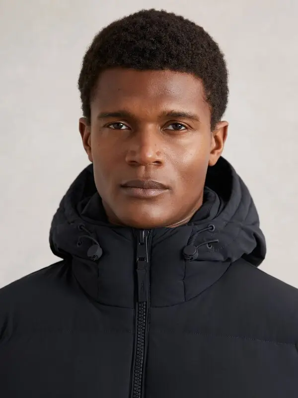 REISS Quilted Zip-through Puffer Jacket - Navy