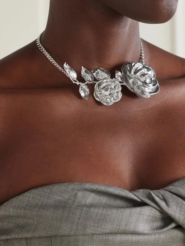 Magda Butrym Tone Brass Rose Necklace