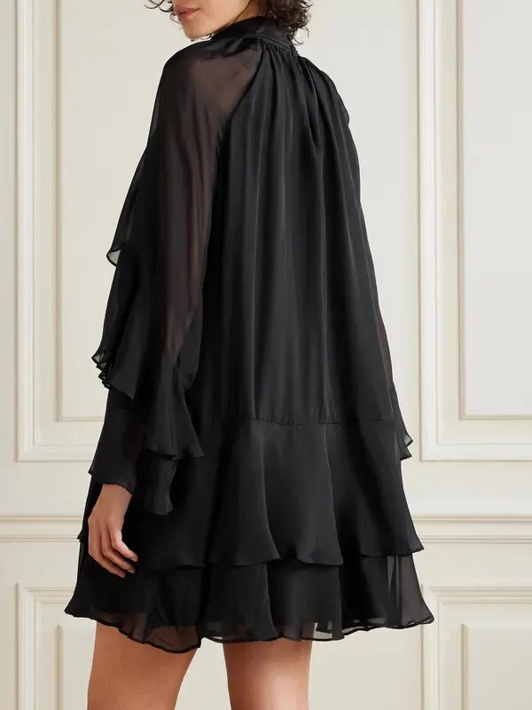 Veronica Beard Adlington Tiered Ruffled Silk-chiffon Mini Dress